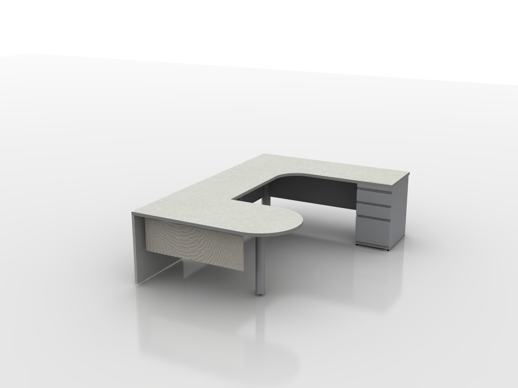 Haworth Xseries U-Shape Single Pedestal Freestanding Desk w/Column Leg
